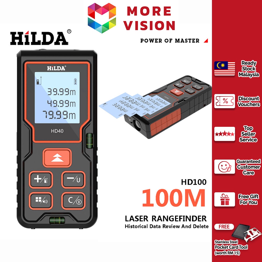 Hilda Laser Rangefinder 40/60/80/100m Distance Meter Digital High ...