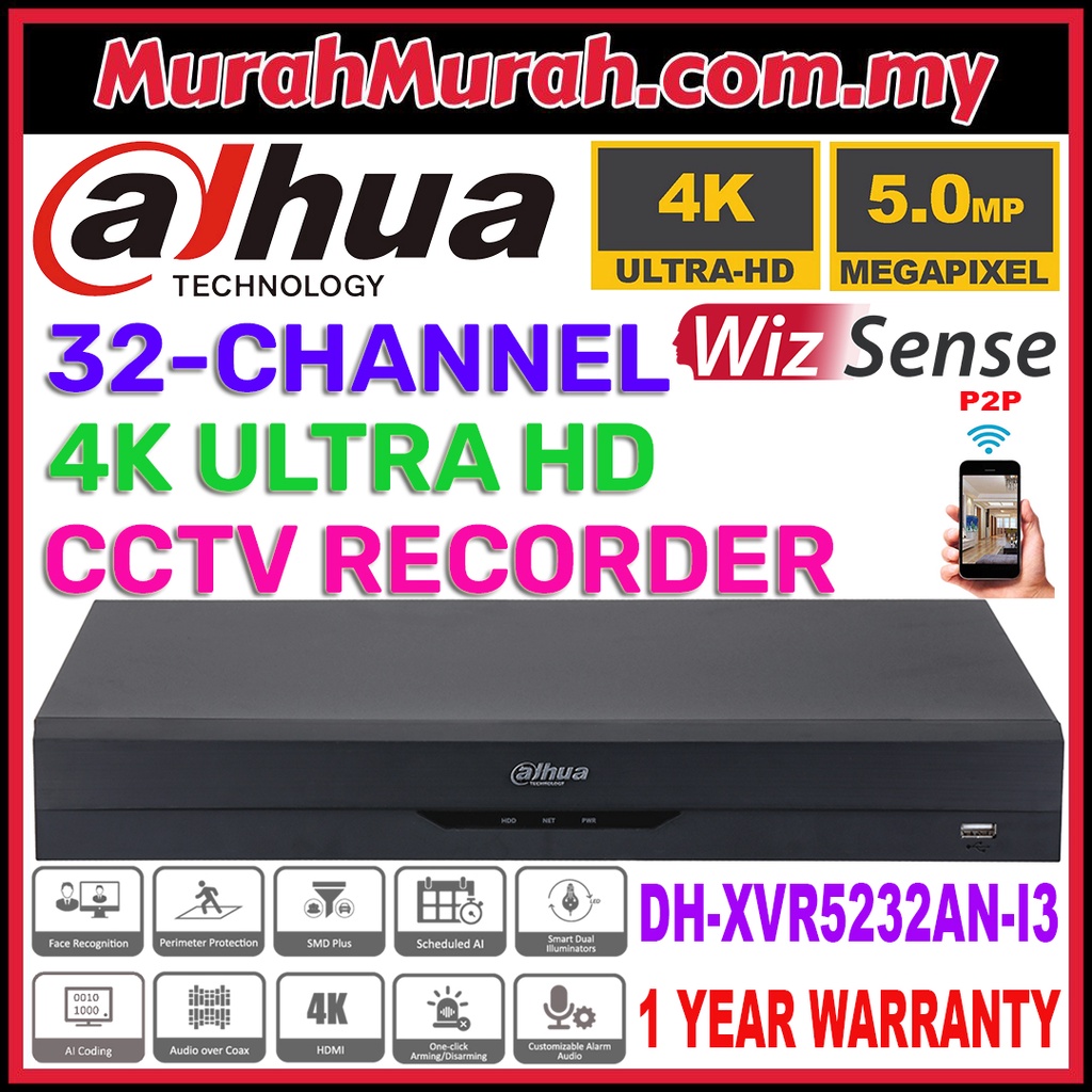 Dahua DH-XVR5232AN-I3 32 Channel DVR 32CH Full HD 5M-N 1080P VGA/HDMI ...