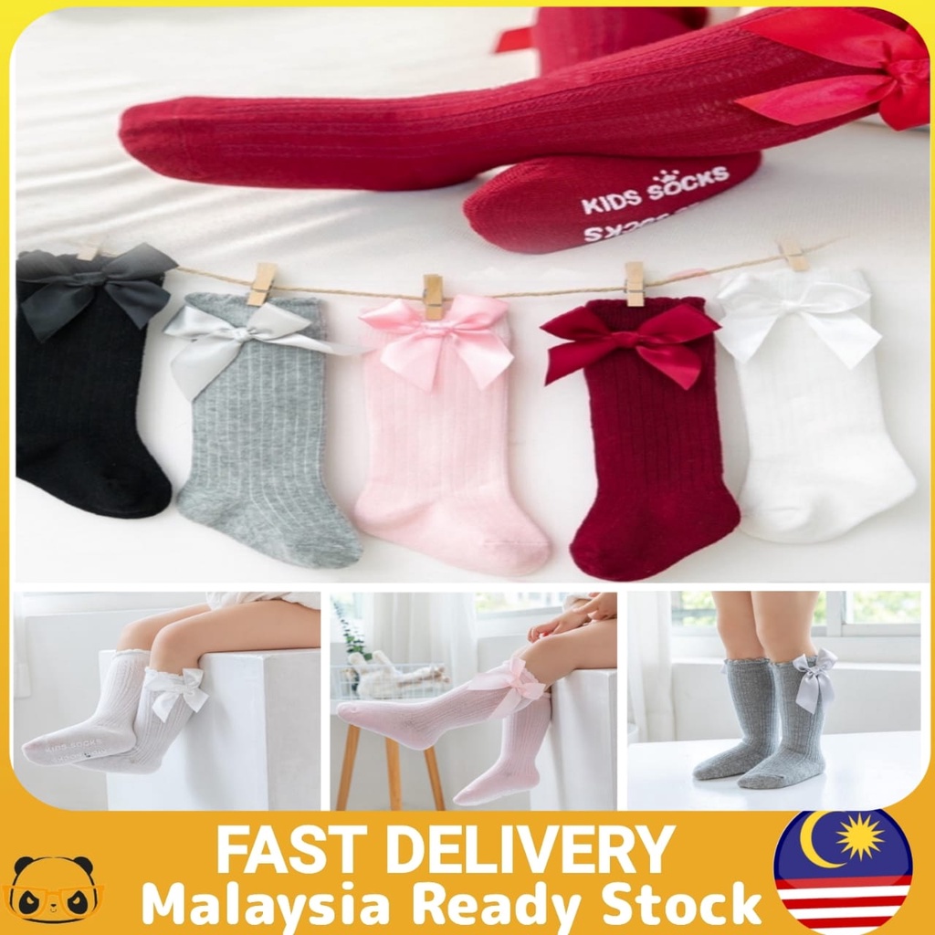 Stokin Baby High Quality Baby Girls Newborn Sock Knee Bows Cute Baby ...