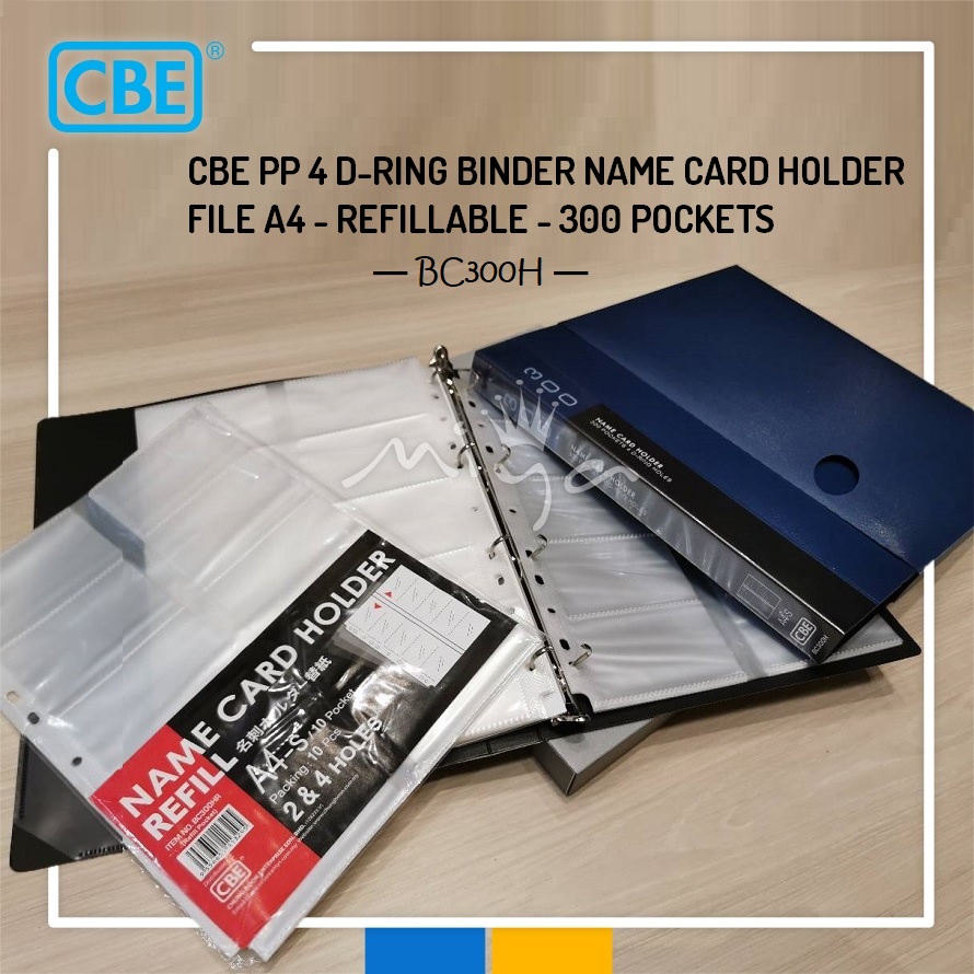 CBE BC300H PP 4 D-Ring Binder Name Card Holder File / REFILL - A4 ...