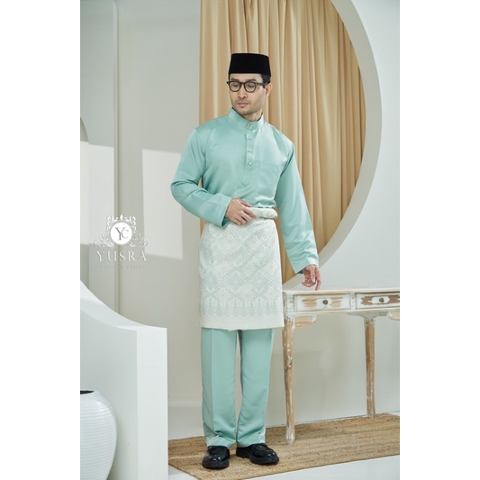 BAJU MELAYU SMOKEY GREEN YUSRA COLLECTION | Shopee Malaysia