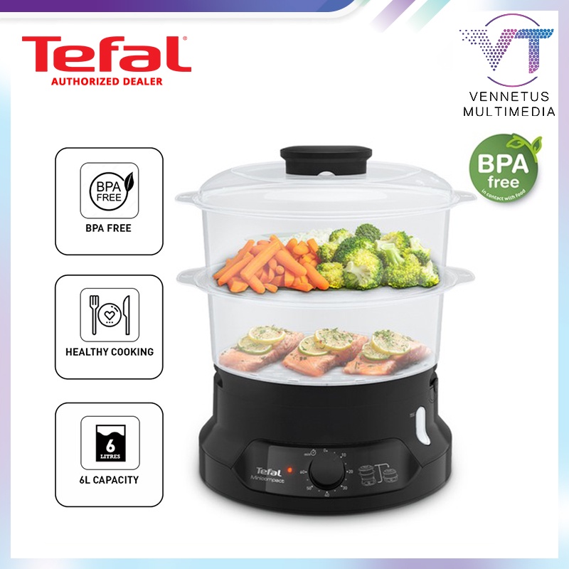 Tefal Minicompact Steamer Food Steamer Black VC1398 (6L) | Shopee Malaysia