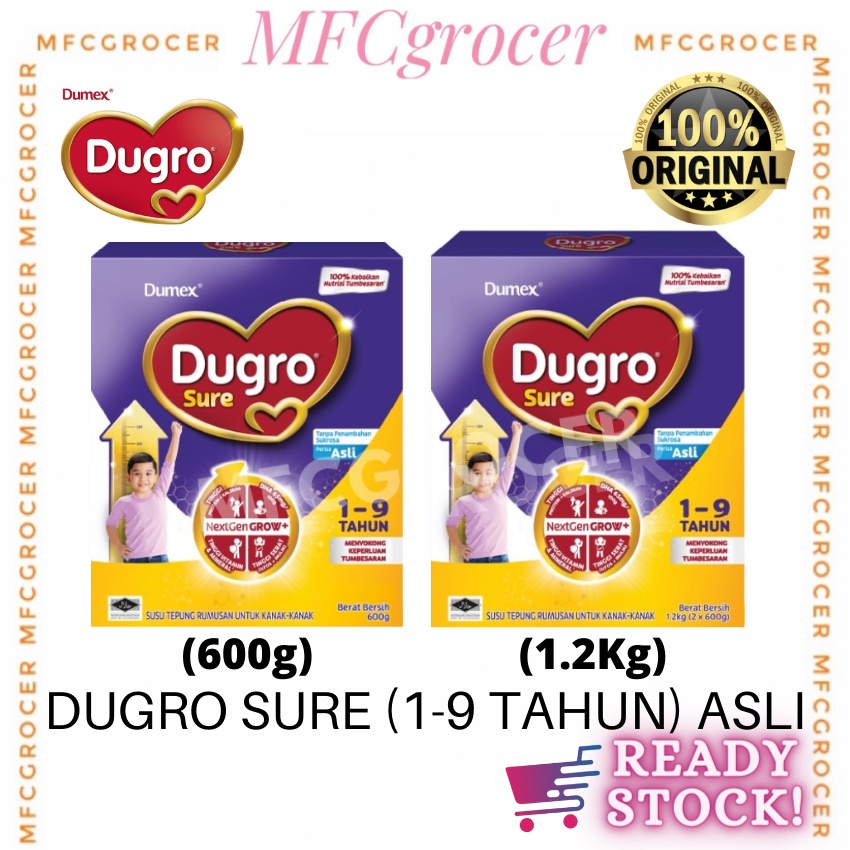 DUMEX DUGRO SURE ASLI (1-9 TAHUN) 600g /1.2Kg | Shopee Malaysia