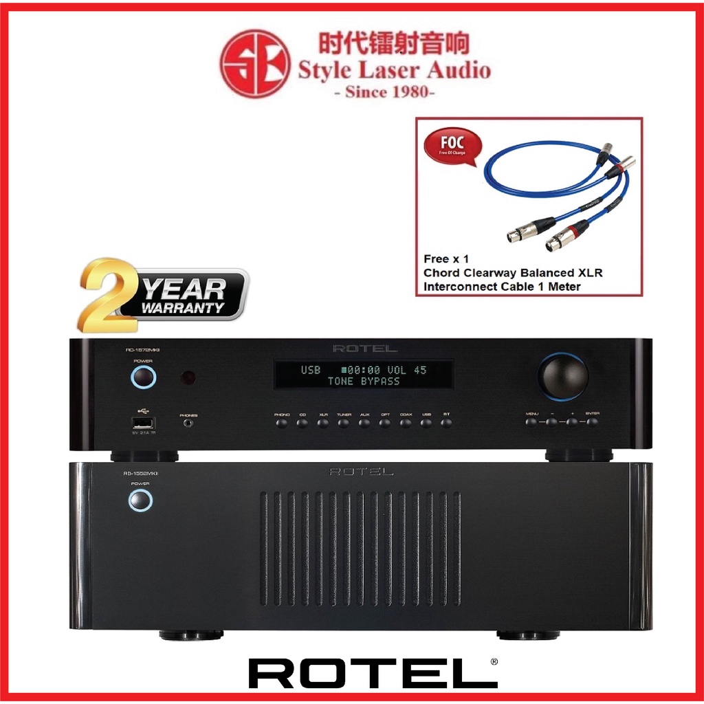 Rotel RC-1572MKII Stereo Preamplifier + Rotel RB-1552 MKII Stereo Power ...