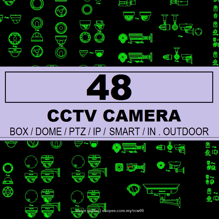 Autodesk | AutoCad 2025 | 48+ CCTV Camera set CAD BLOCK MATERIALS for ...
