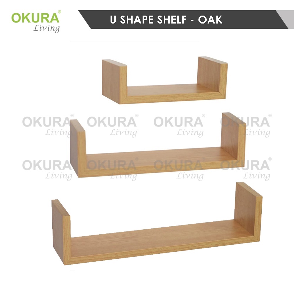 OKURA 3 PCS U Shape Floating Wall Shelves Rak Dinding Gantung Hiasan ...