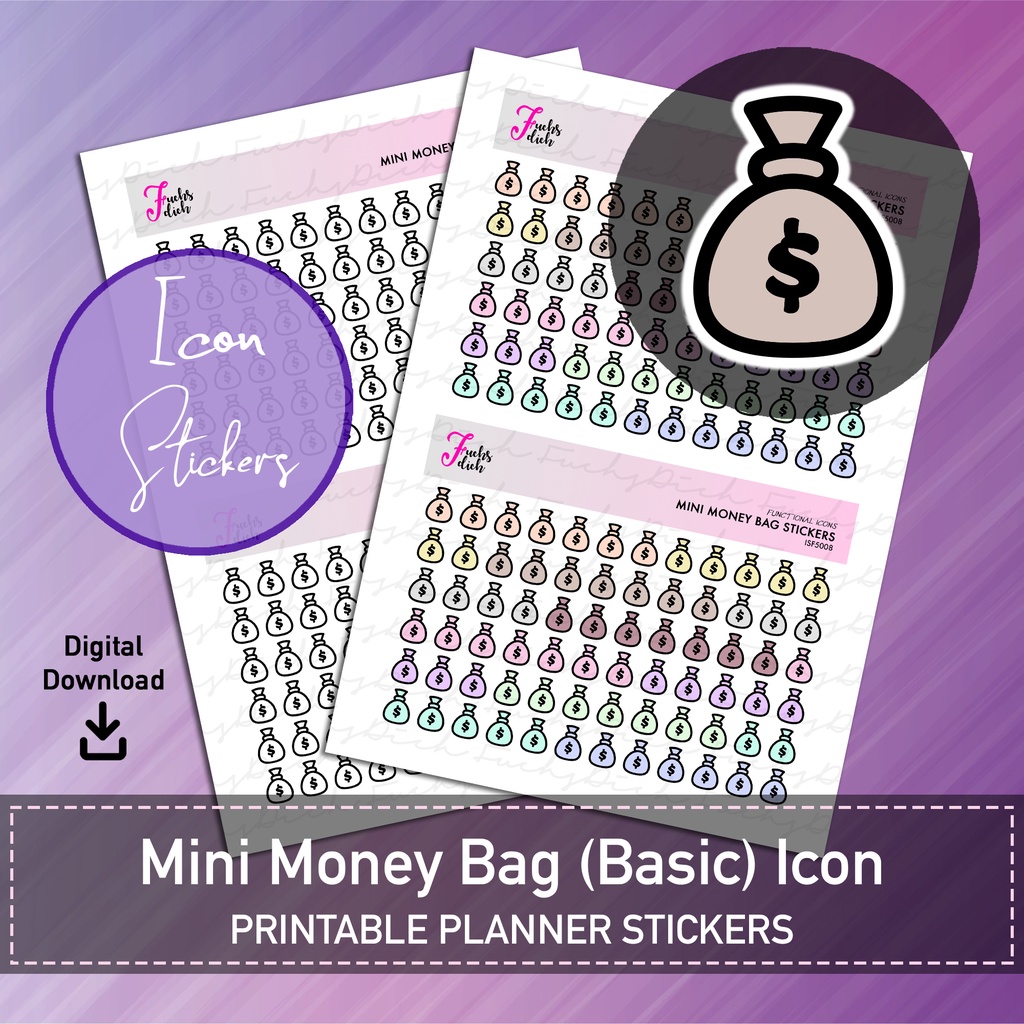 FuchsDich Printable Mini MONEY BAG (Basic) Icon Stickers | PDF File ...