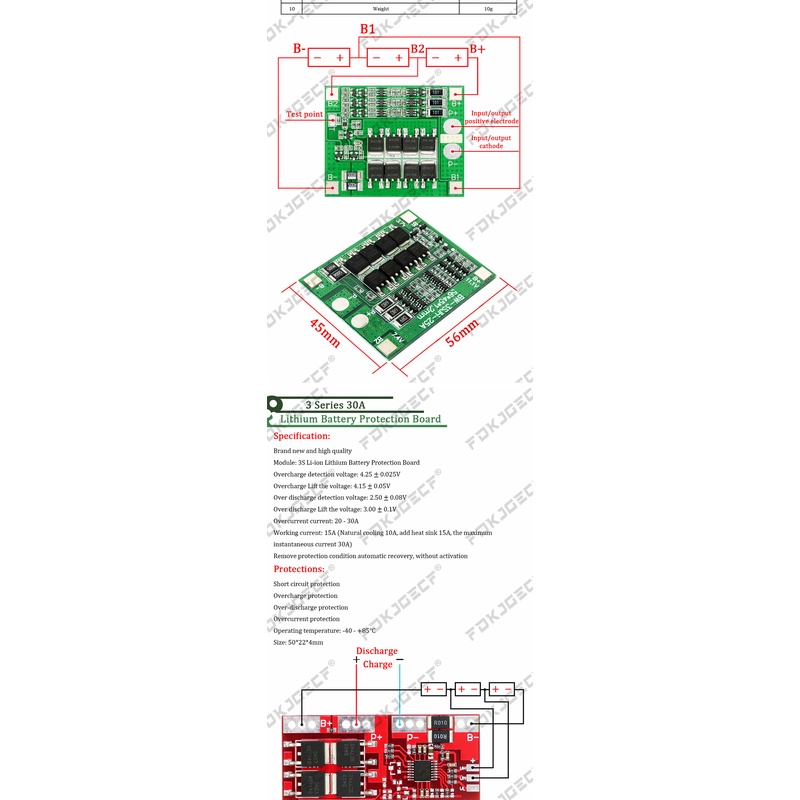 3S 10A 20A 25A 30A 40A 60A Li-ion Lithium Battery 18650 Charger PCB BMS ...