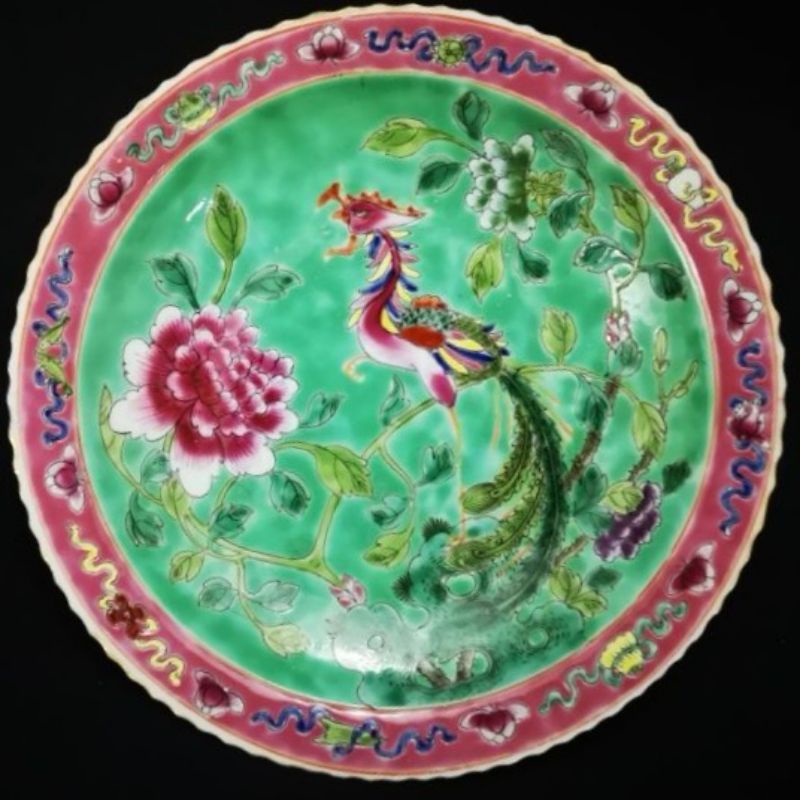Beautiful Peranakan Baba Nonya Nyonya Scallop Green Plate 土生华人瓷器巴巴娘惹陶瓷 ...