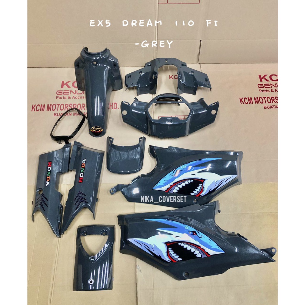 COVERSET GREY EX5 DREAM 110 / EX5 DREAM 110 Fi Shark Edition | Shopee ...