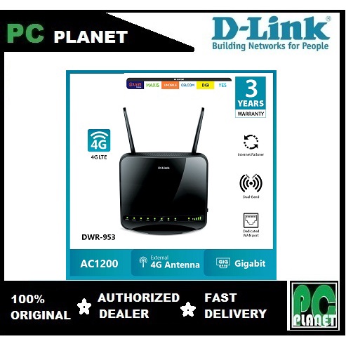 D-Link DWR-953 AC1200 Gigabit 4G LTE Wireless WiFi Modem Router UniFi Mobile | Shopee Malaysia