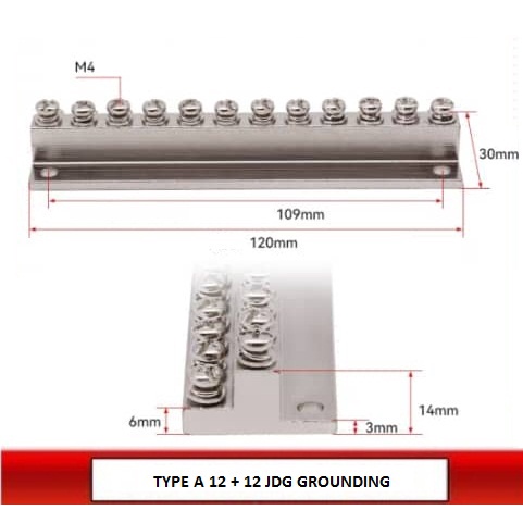 Grounding Platoon Ground Double Row Earth Bar Terminal Block Zero ...