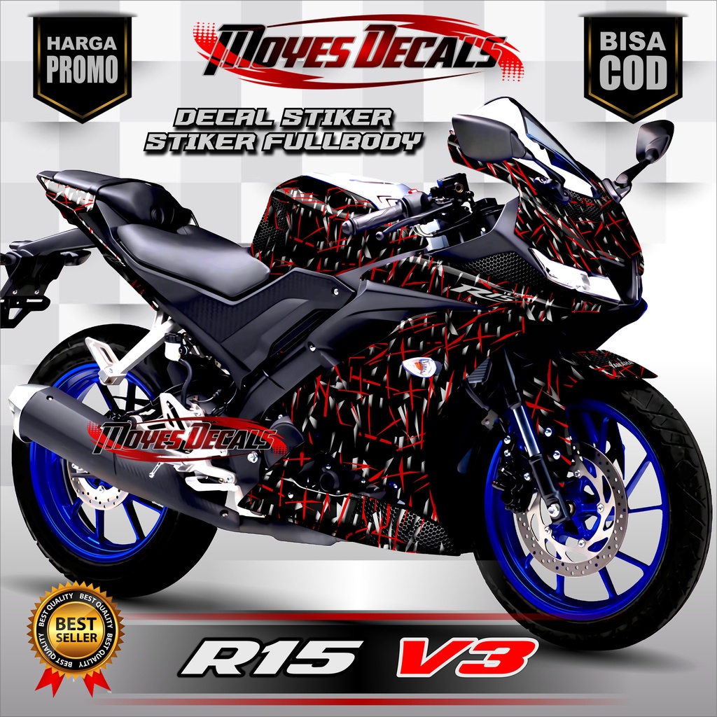Motorcycle Decal Sticker R15 V3 Fullbody Carbon Motif Forged Dekal ...