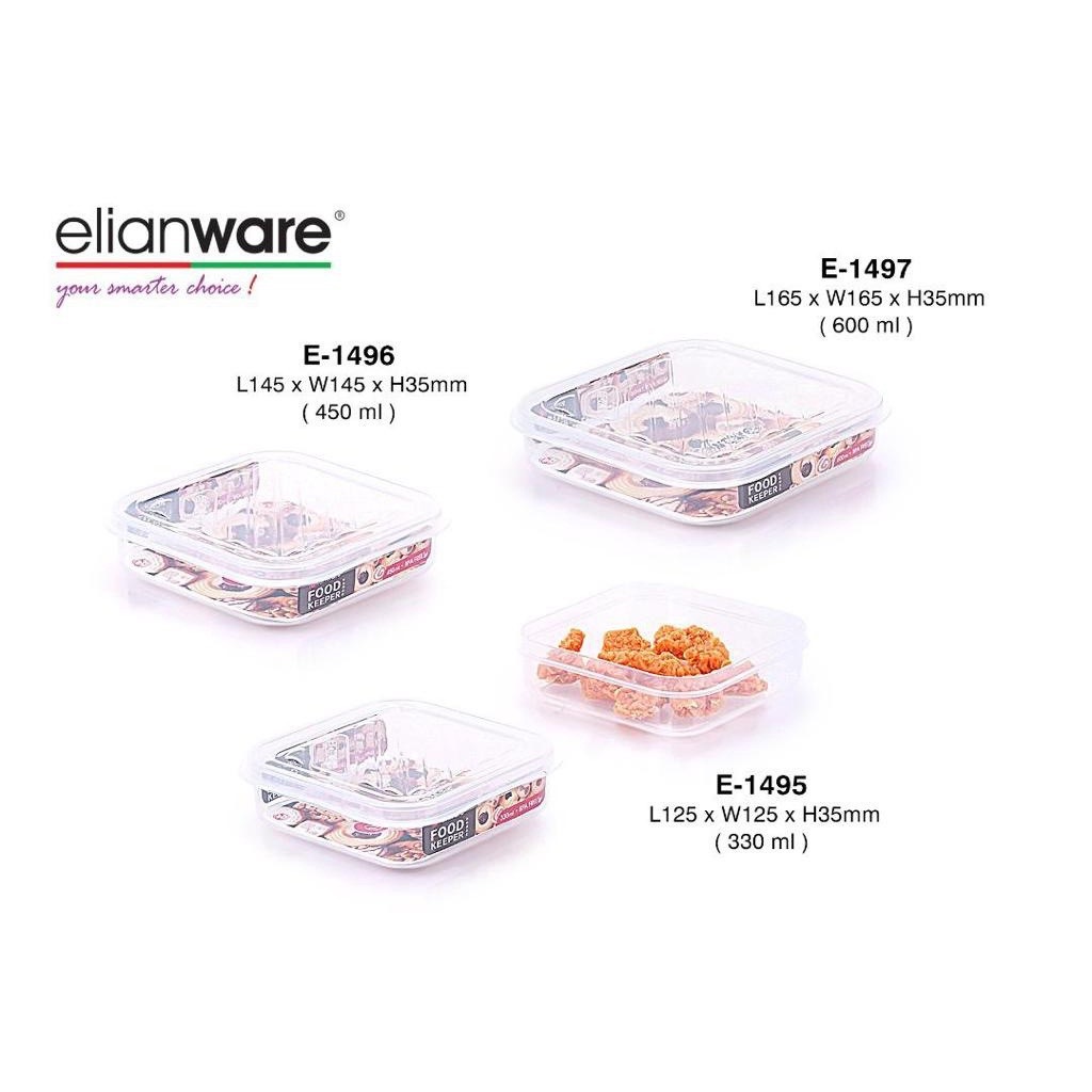 E-1495/E-1496/E-1497 Elianware Square Food Keeper Transparent Food ...