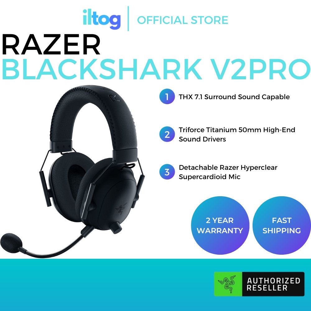 Razer BlackShark V2 Pro Wireless Gaming Headset: THX 7.1 Spatial Surround Sound - for PC/PS5/PS4 ...