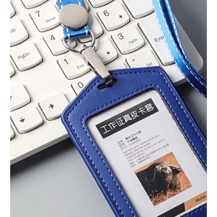 CLEARANCE Genuine Leather Name Tag Holder Vertical Horizontal + Sling ...