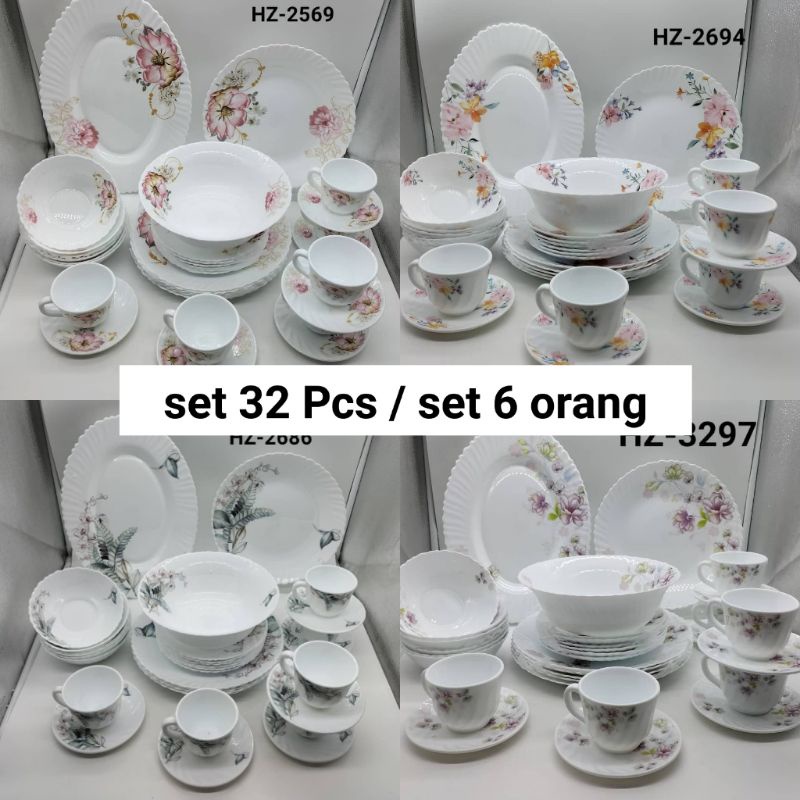 🔥Set murah 🔥set dinner opal 32 pcs /set pinggan 6 orang makan | Shopee ...