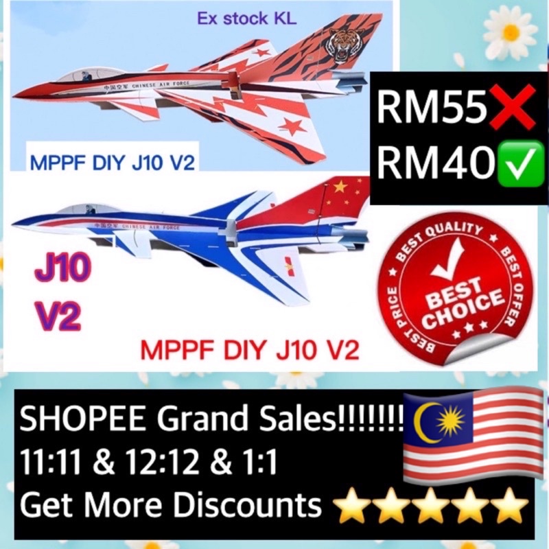 J10 V2 DIY RC JET PLANE - CRASH RESISTANT MPPF FOAM in | Shopee Malaysia
