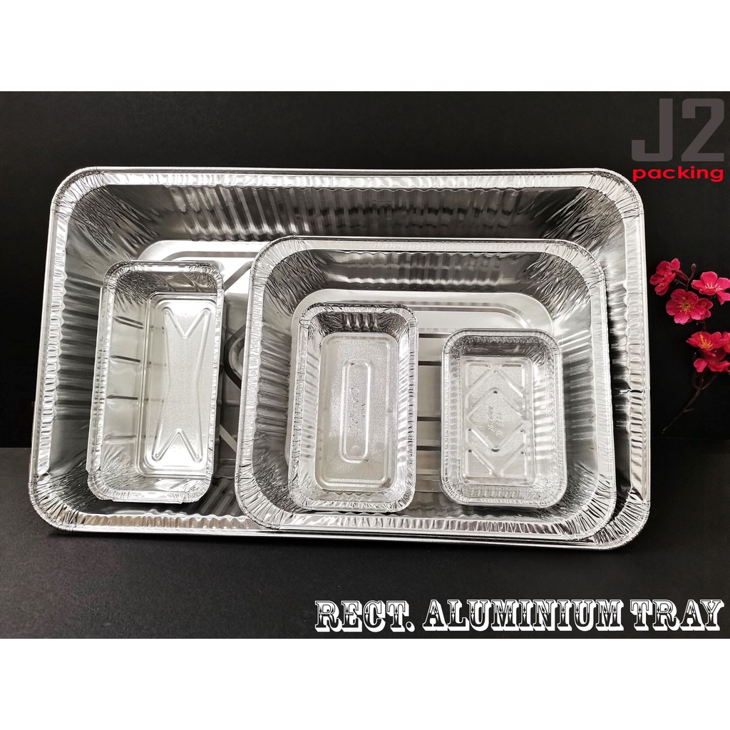 Disposable Rectangular Aluminium Foil Tray With Clear Lid / Baking Tray ...