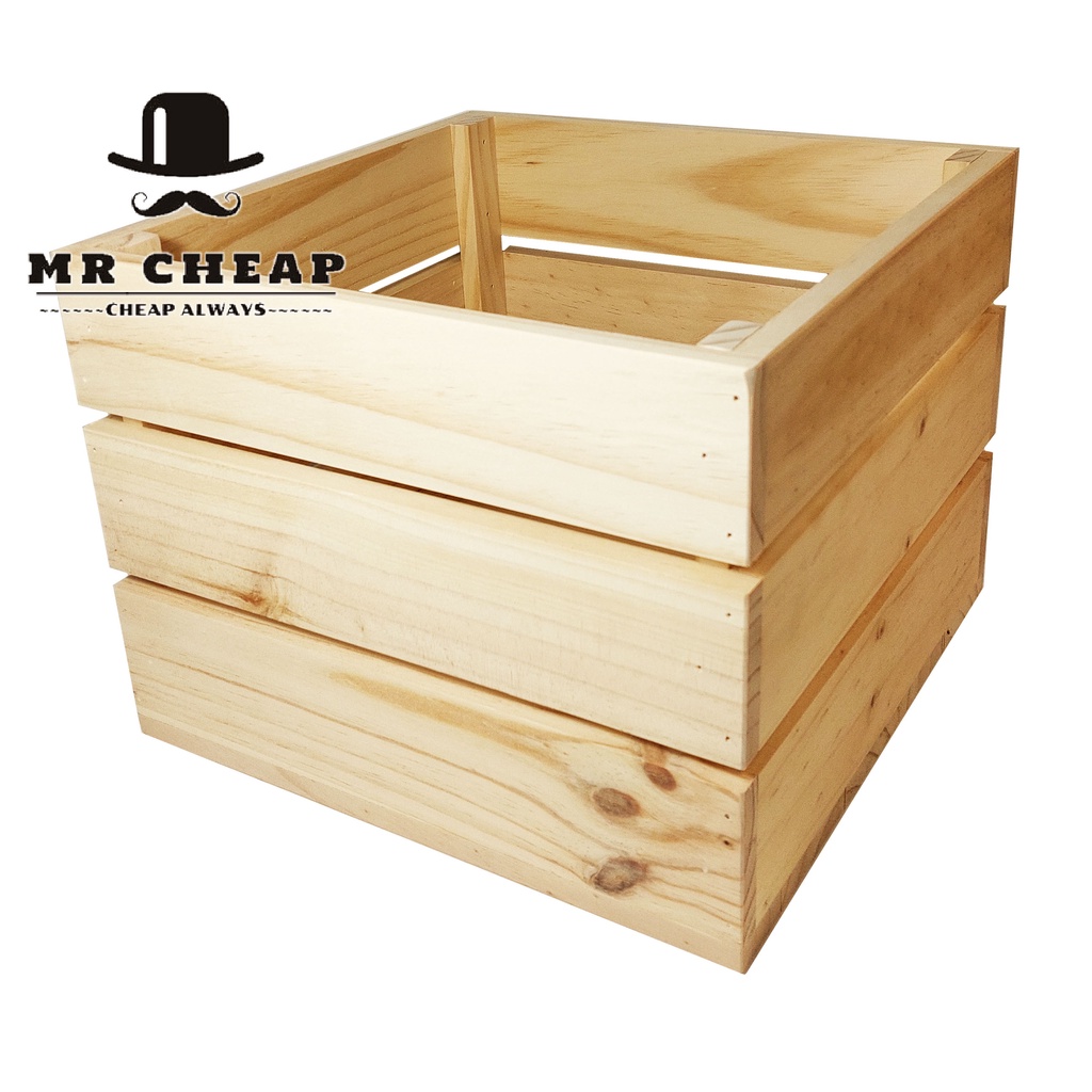 (New)Large Wood Storage Crate/Kotak Kayu Pine Besar/Pine Wood Crate ...