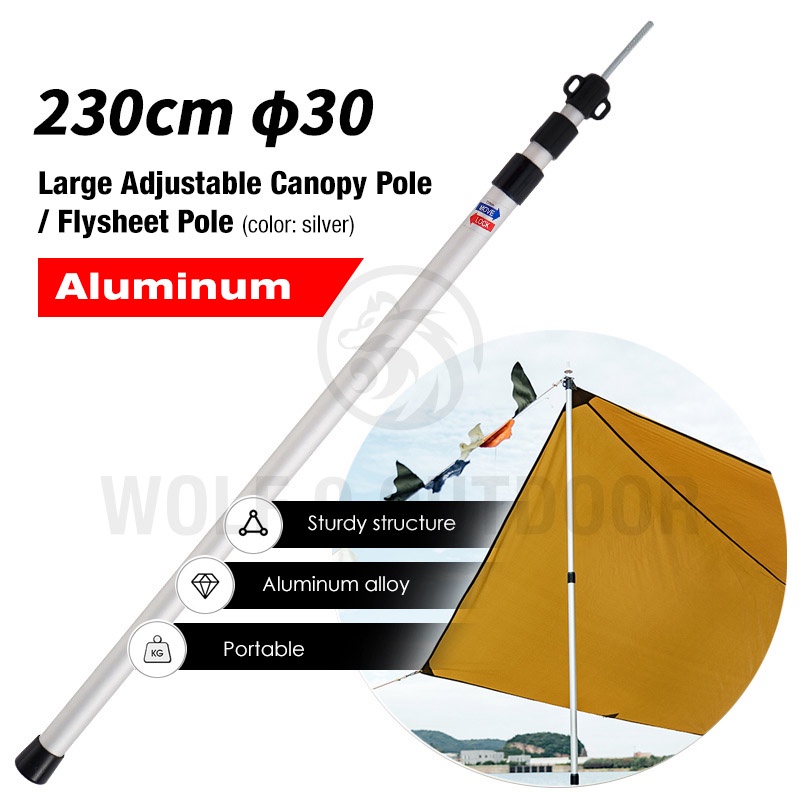 230 Aluminum Adjustable Flysheet Pole Outdoor Canopy Rod Tarp Tent ...