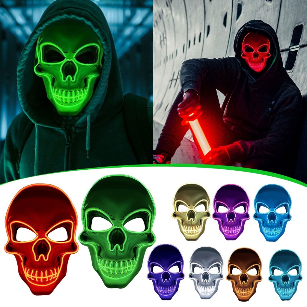 Led Mask Halloween Party Masque Masquerade Cosplay Neon Maske Light ...