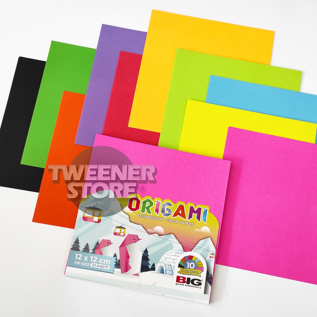 Big Folded Paper 12x12cm contains 50 sheets | 10 COLORS | Origami ...