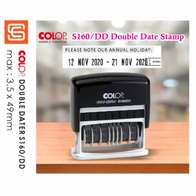 COLOP DOUBLE DATER S160/DD I SELF-INKING DATE STAMP (CUSTOM MADE ...