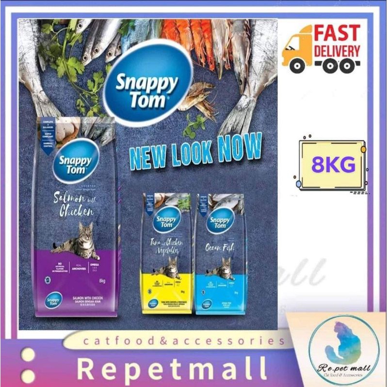 Snappy Tom 8KG Original Pack(Ocean Fish/Salmon With Chicken)Dry Cat ...