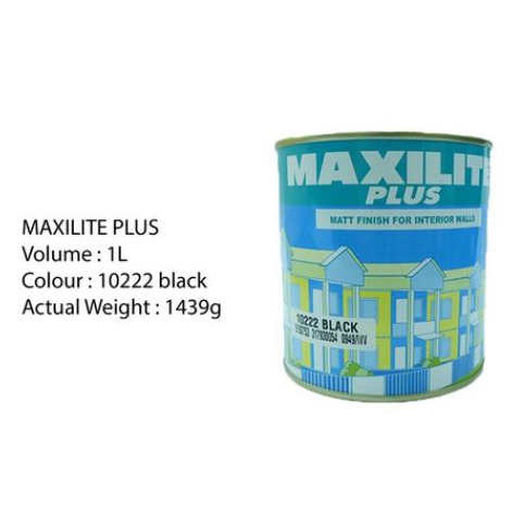 MAXILITE PLUS EMULSION PAINT 1L WHITE 15245 / BLACK 10222 | Shopee Malaysia