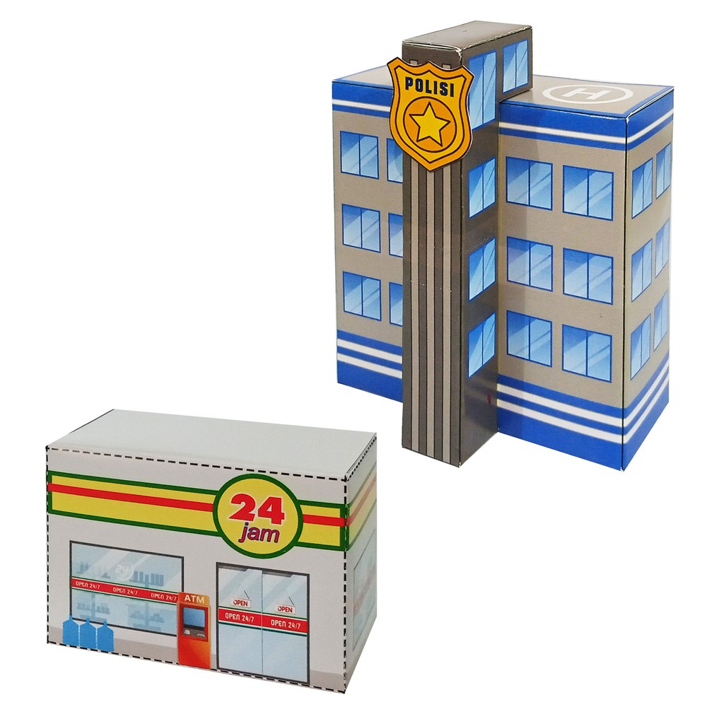 Papercraft Police Station And Supermarket Toys | Shopee Malaysia