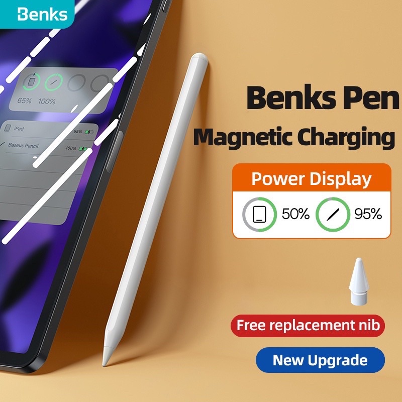Benks Magnetic Wireless Charging I-pad Pencil Stylus Tilt Pressure Palm Rejection Writing ...