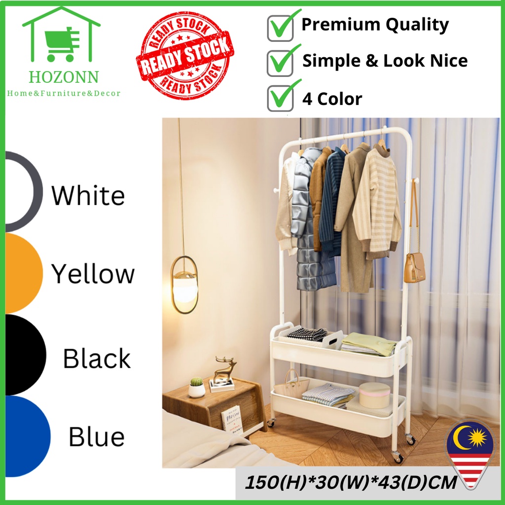 HOZONN Trolley Clothes Rack Hanger Cloth Storage Rack Organizer ...