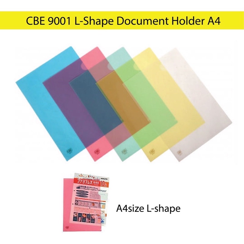 CBE A4 Colour Transparent L Shape 9001 Paper Document Folder / Holder ...