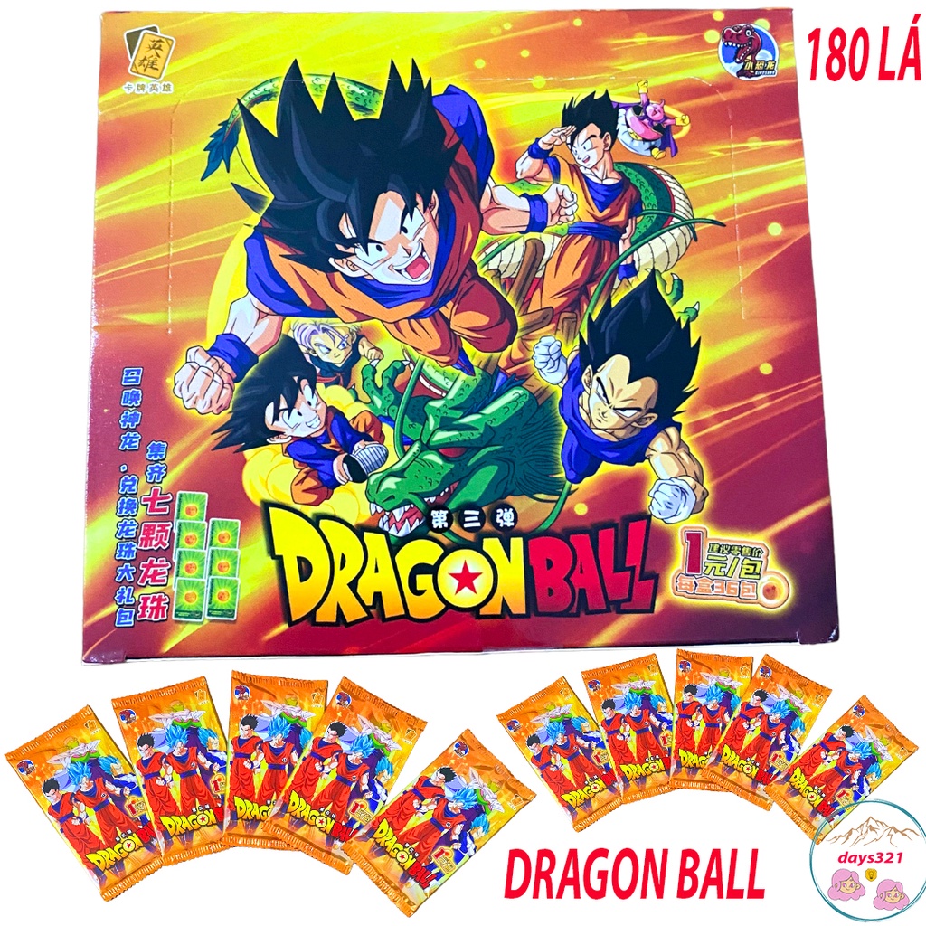 Box of 180 Dragon Ball 7 Cards with full characters Songoku,songohan,ca ...
