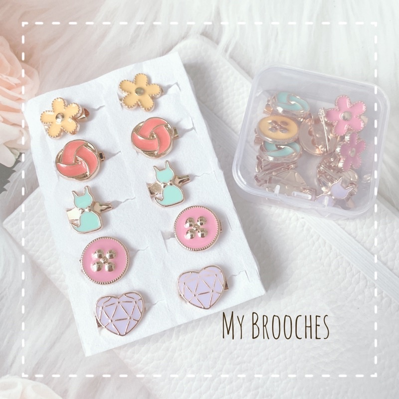 Kerongsang Minyak Oil Pastel Brooch Set Kerongsang Dagu (10 pieces ...