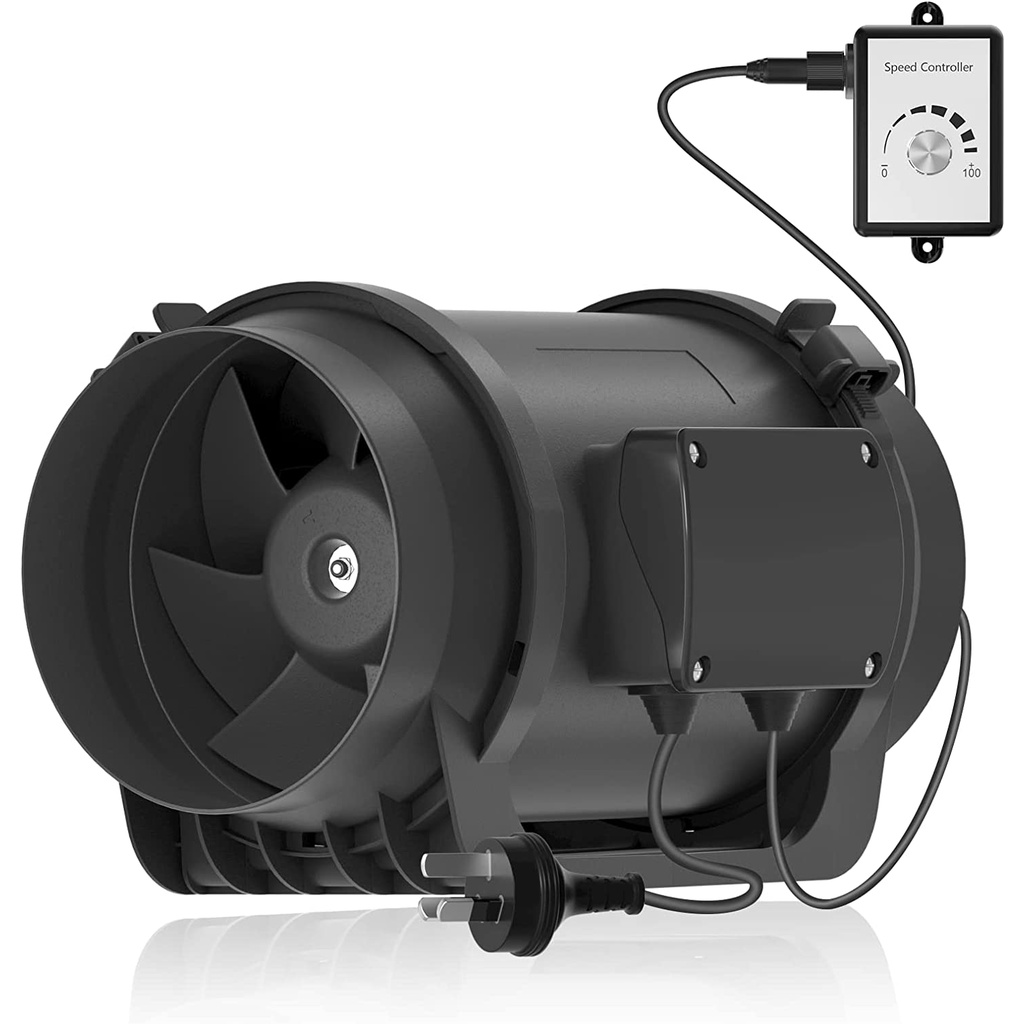 Hon&guan 150mm/8 inches ECO-WATT mixed flow inline duct fan electric exhaust fan for home office ...