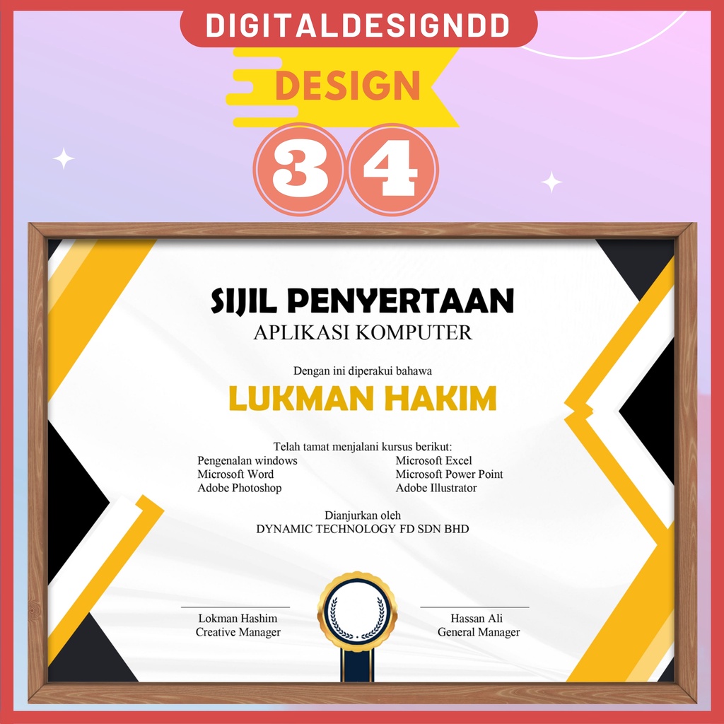 Sijil digital 48 template digital certificate pelbagai pilihan edit ...