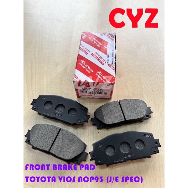 FRONT [04465-52260] Brake Pad TOYOTA VIOS NCP93 (J/E SPEC) | Shopee ...