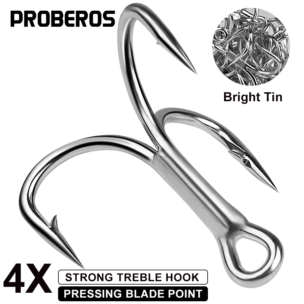 PRO BEROS 10PCS Huge Quadruple 4X Strength Fishing Hooks 4#-5/0# Super ...