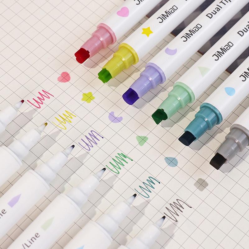 6pcs/set double head stamp pens Candy colored manual account DIY ...