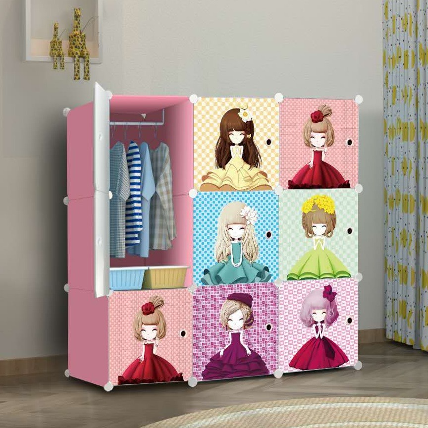 FLOWER GIRL 9C DIY Rack Storage Cabinet Wardrobe With Almari Hanger ...