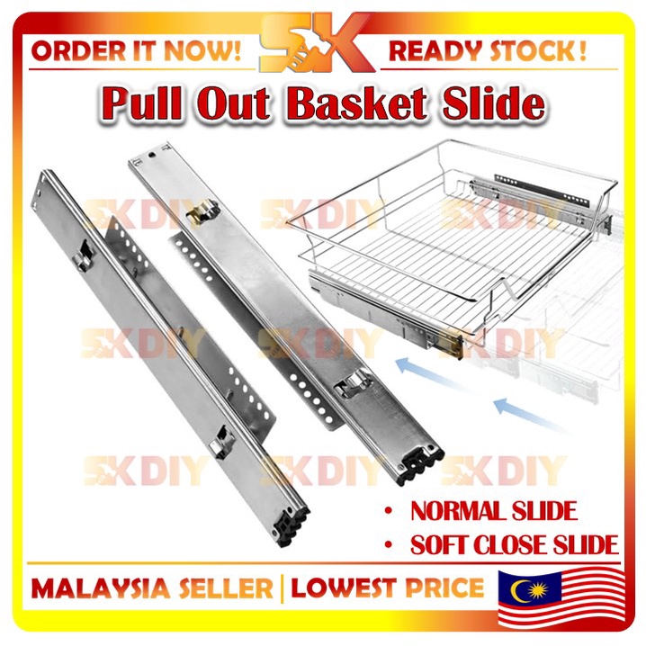 🇲🇾Pull Out Basket Extension Slide Soft Close Extension Slide / Non-Soft ...
