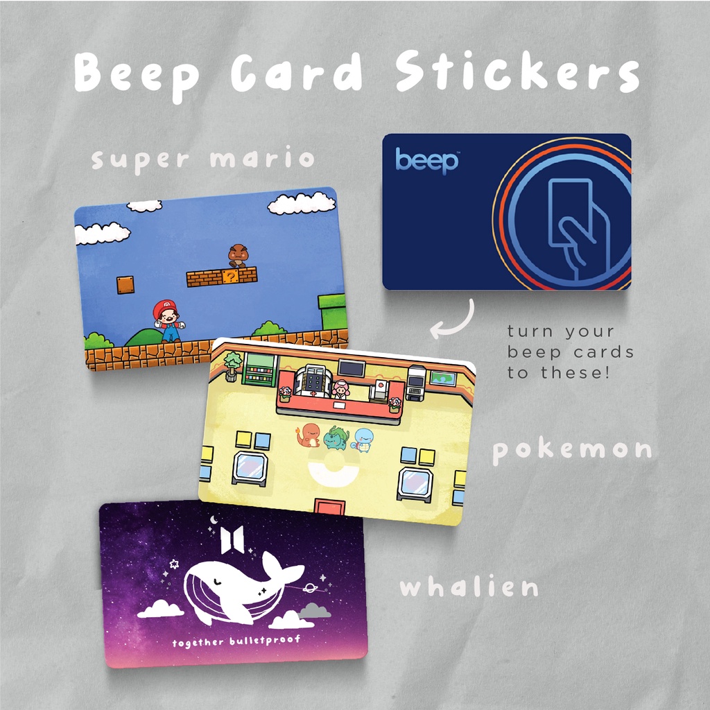 Beep Card Stickers (Super Mario, Pokemon and Whalien) | Shopee Malaysia