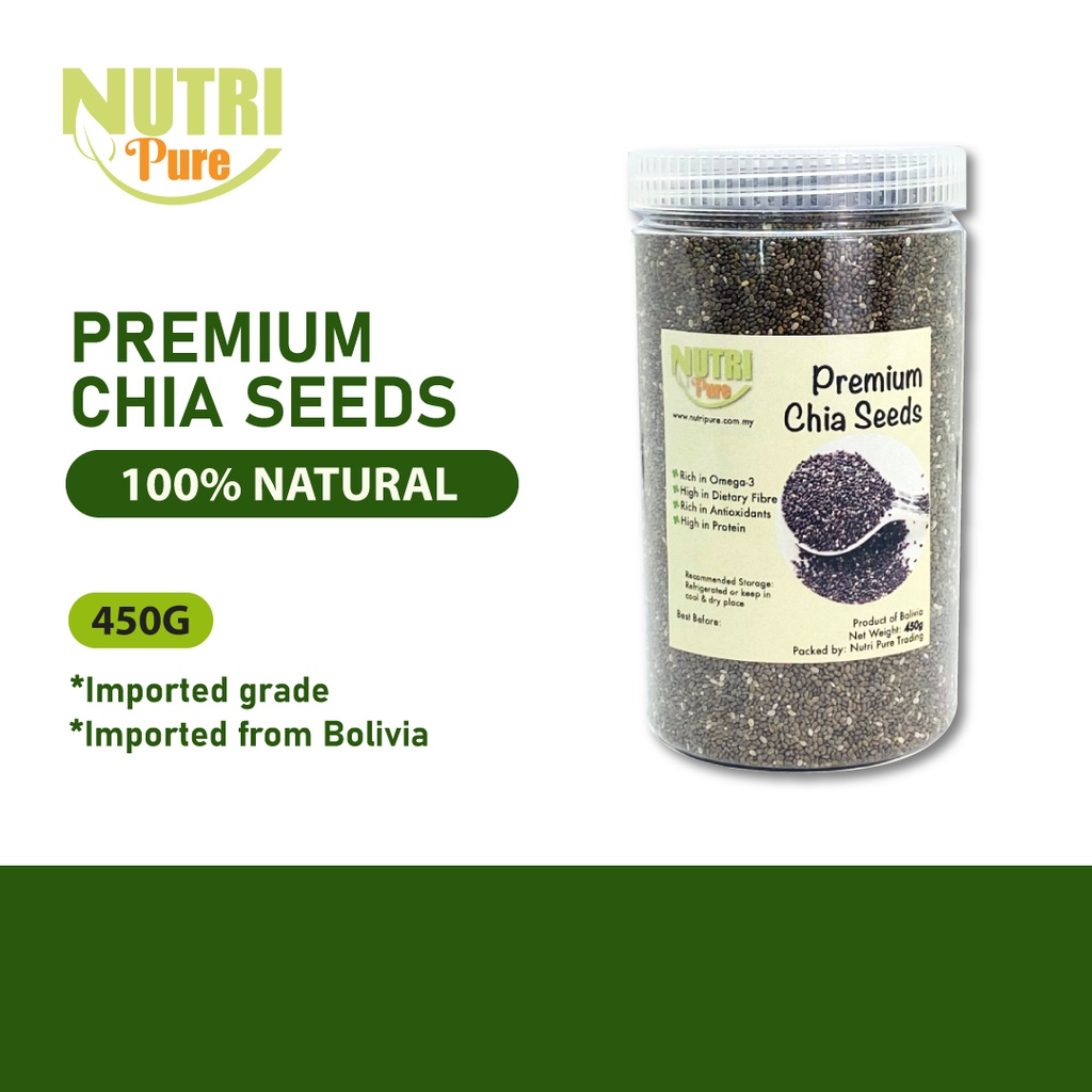Nutri Pure Premium Chia Seeds (Imported Grade) 450g | Bijan Chia Imported from Bolivia Halal ...