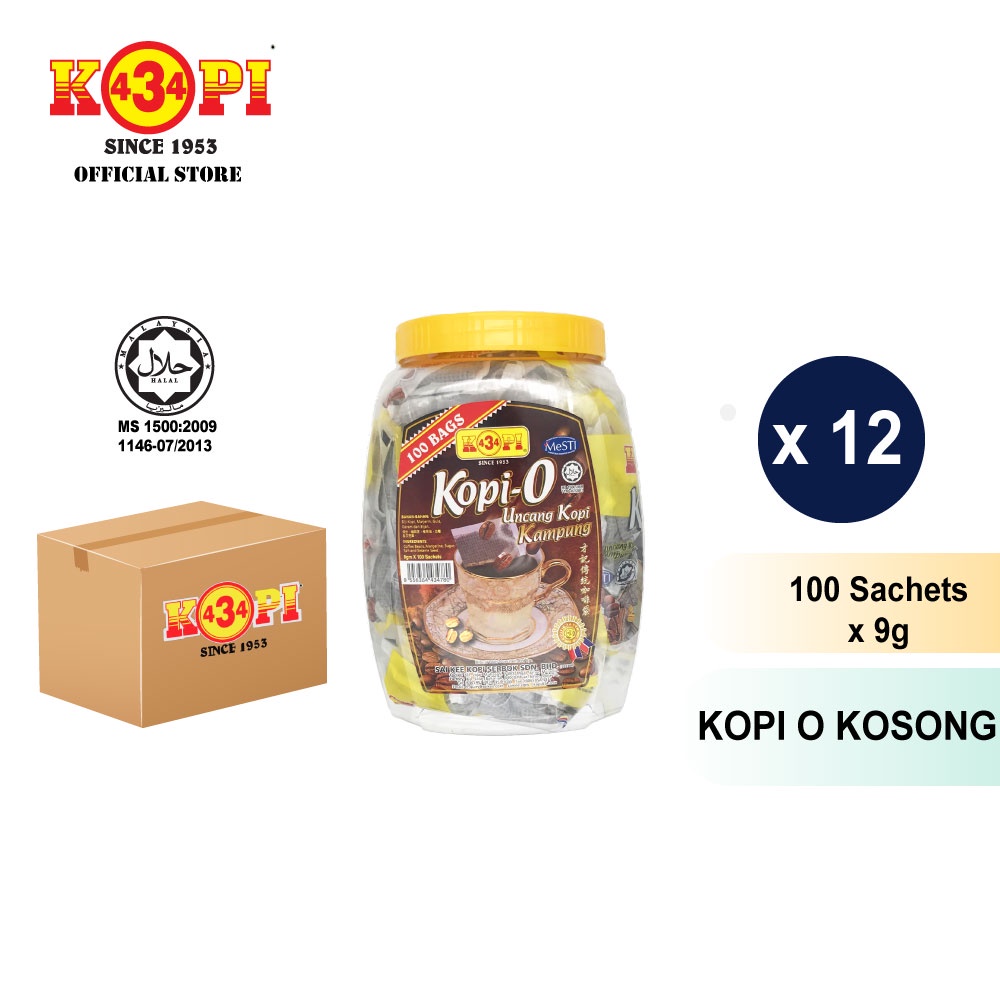 (12 Balang) KOPI 434 MUAR 100 Uncang Kopi O Kosong ( Black Coffee ) 麻坡 ...