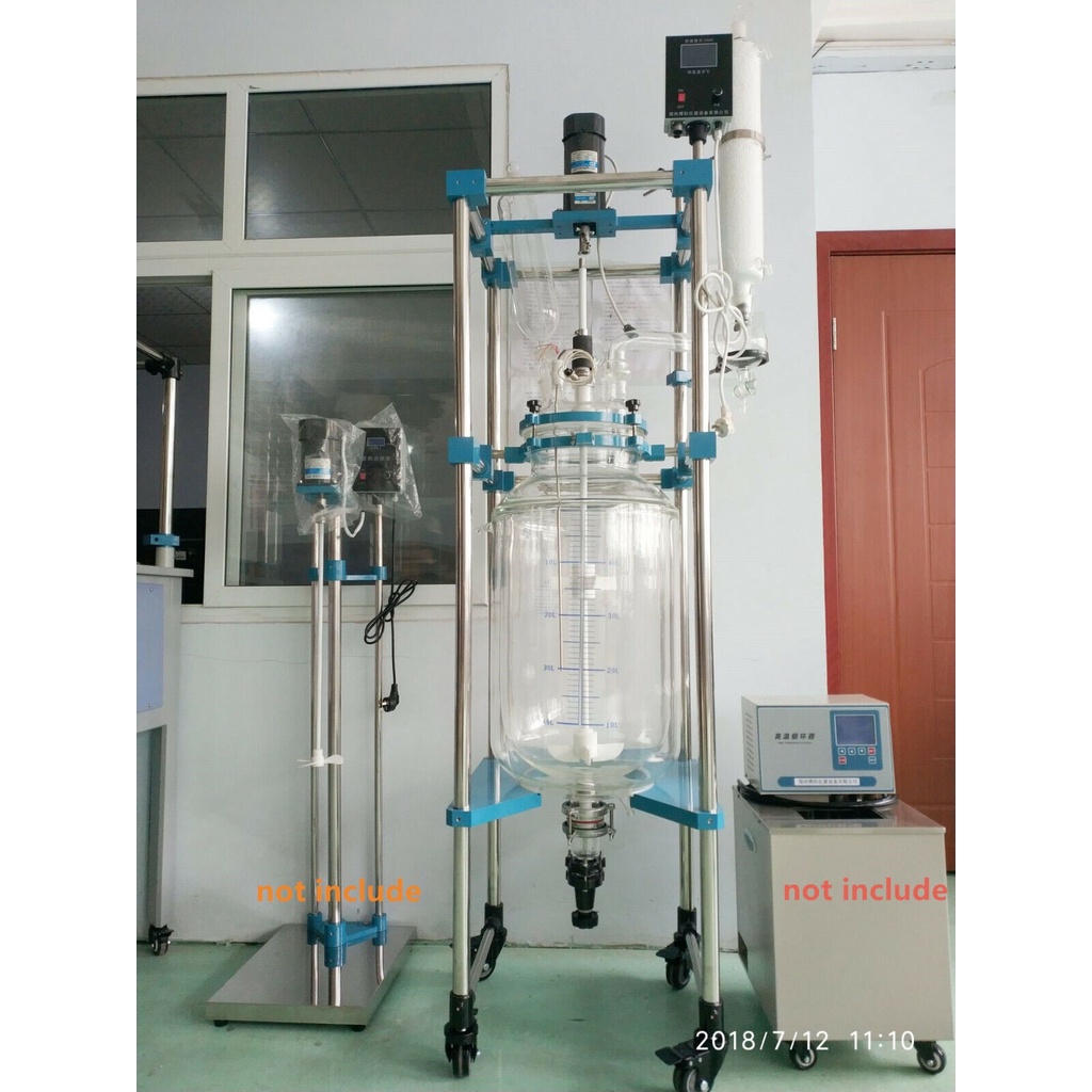 50L Lab Jacketed Glass Chemical Reactor Vessel (Explosion Proof ...