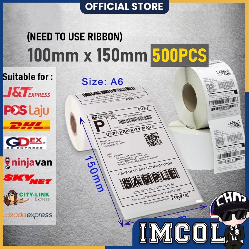 [500PCS] A6 Thermal Label Sticker for Shopee Lazada Air Waybill ...