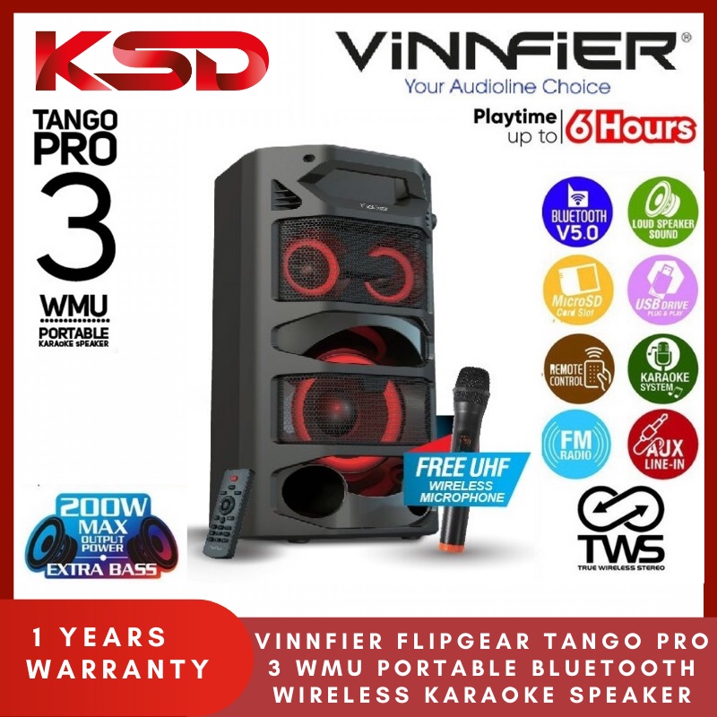 Vinnfier FlipGear Tango Pro 3 WMU Portable Bluetooth Wireless Karaoke Speaker KTV Speaker free 1 ...