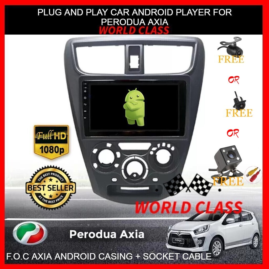PERODUA AXIA 2014-2018 (MAT BLACK) ANDROID PLAYER 9 INCH 2.5D FULL HD ...